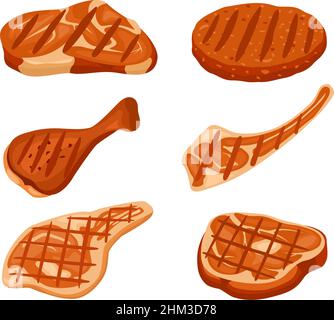 Roasted rib. Cartoon grilled meat. Cooked lamb Stock Vector Image & Art ...