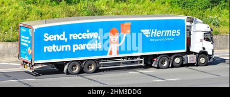 Hermes Send, Receive, Return parcels box van; Haulage delivery trucks ...