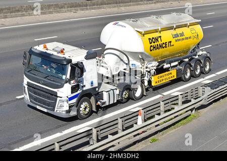 Side view Cemex business hgv lorry truck & bulk cement dry powder ...