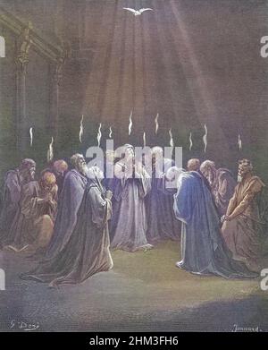 Bible Story Illustration of The Descent of the Spirit (Acts2;2-3) by ...