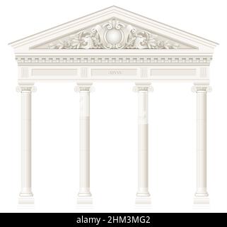 Antique white arcade with Ionic columns. Three arched entrance or niche. Vector graphics Stock ...
