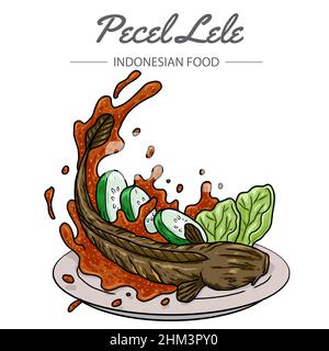 indonesian food pecel lele illustration Stock Vector Image & Art - Alamy