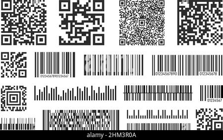 Barcodes. Scan bar label, qr code and industrial barcode. Product inventory badge, codes stripe ...