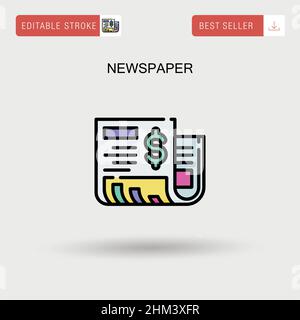 newspaper advertising icon, black vector sign with editable strokes ...