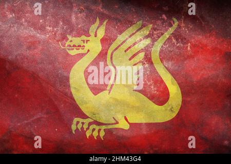 Top view of flag Stjordal, Norway. Norwegian travel and patriot concept ...