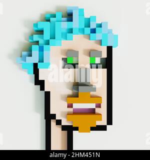 3D NFT Punk Concept with different rarities of traits Stock Photo - Alamy