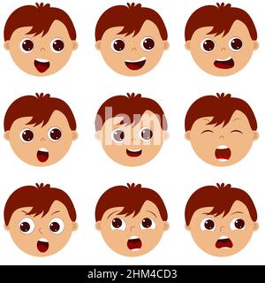 Collection of cute childish emotions. Children's set of different ...