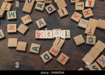 Wi-fi word made of scattered wooden alphabet letters - concept. High ...