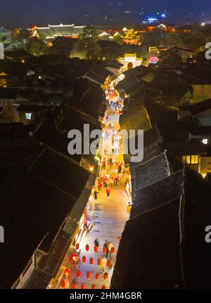 The QingYan ancient town at night Stock Photo - Alamy
