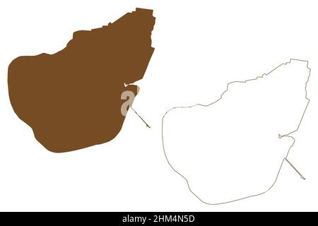 Pellworm island (Federal Republic of Germany) map vector illustration ...