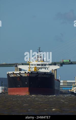 The 'Sea Marlin' oil tanker leaving the docks at Purfleet, part of the ...