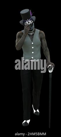 Man with spooky Halloween makeup, voodoo shaman, 3d illustration Stock ...