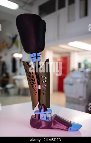 Prosthesis printed on a 3D printer from molten plastic on a plastic ...