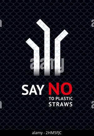 Say no to plastic straws, trendy ecological posters set for print ...