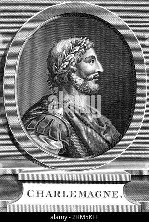 Charlemagne (Charles the Great ) - Portrait, Historical engraving Stock ...