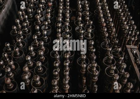 Fuel stringers stand organized in reactor hall 3 at the Chernobyl ...