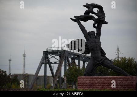 Soviet statue of Prometheus at the Chernobyl Nuclear Power Plant Stock ...