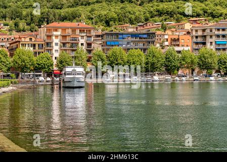 Lakeshore of Omegna city on the lake Orta, province of Verbano-Cusio ...