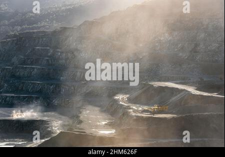 Rock crushing machinery in a working roadstone quarry. Ystrad Meurig ...