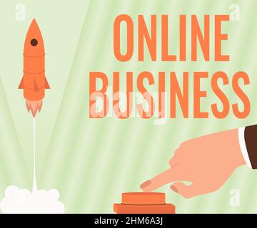 Business man showing Online shopping concept in color background Stock ...