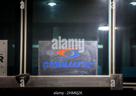 Picture of a sign with the logo of Srbijagas. Srbijagas is the state ...