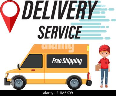 Delivery Service wordmark with delivery panel van illustration Stock ...