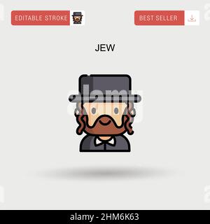 Jew orthodox icon. Jewish orthodox rabbi avatar flat vector Stock ...