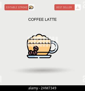 coffee beans and latte art icon. Hand drawn vector illustration ...
