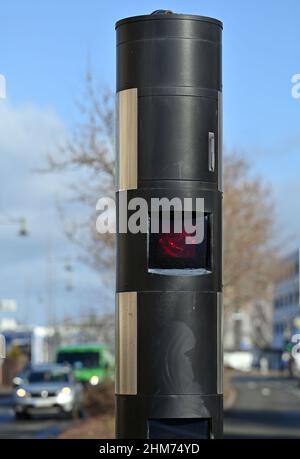 Semi-stationary speed camera on the B227, Hattinger Strasse, used by ...