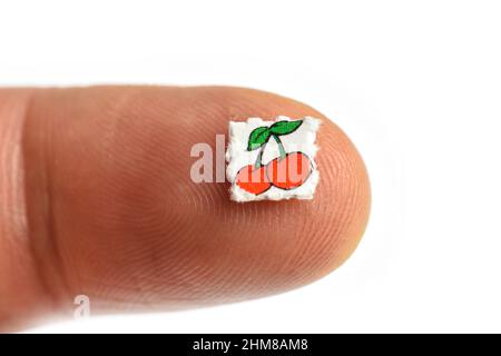 Cherry acid trips-Blotting paper impregnated with the drug L.S.D.- Lysergic acid diethylamide ...