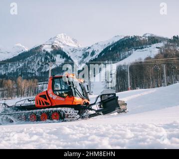 Sochi, Russia - March 31, 2021: Krasnaya Polyana Resort. View from ...