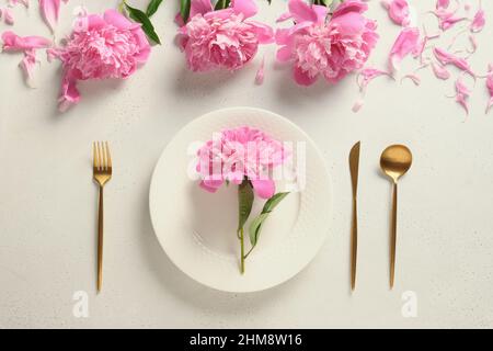 mother's day background. view from above. Beautiful bouquet of purple ...