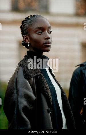 Street style, model Maty Fall Diba after Schiaparelli Spring Summer ...