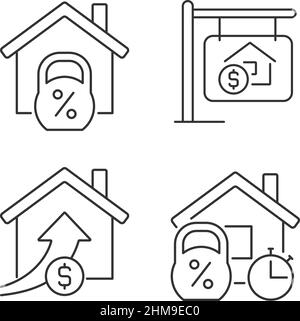 Property ownership line icons collection. Title, Deed, Mortgage, Equity ...
