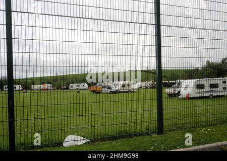Mossblown, Ayrshire, Scotland, UK. Illegal Travellers take over the ...