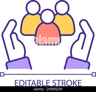 Volunteer people group concept. Editable template. Leaflet - brochure ...