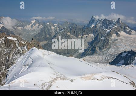 Alpine views from Aiguille du Midi viewing platform above Chamonix ...