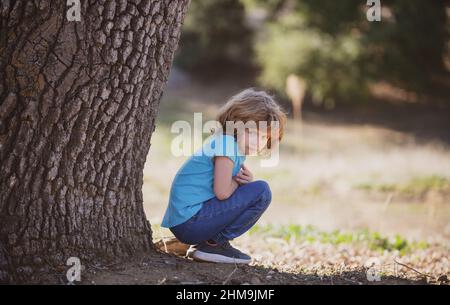 Kids negative emotions, nervous breakdown. Lonely kid. Loneliness child ...