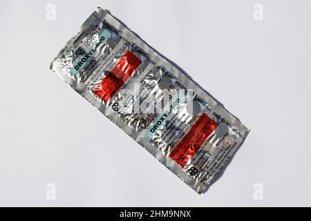 Droxyl 500 mg medicine on white background. Cefadroxil used as ...