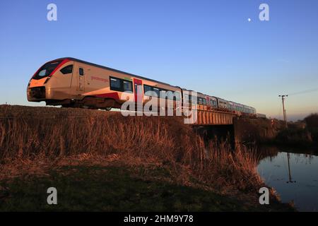A British Rail Class 755 train leaving Hoveton and Wroxham Railway ...
