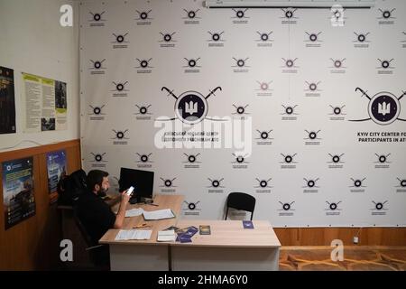 Kyiv, Ukraine. 8th Feb, 2022. Ukrainian Military recruitment station in ...