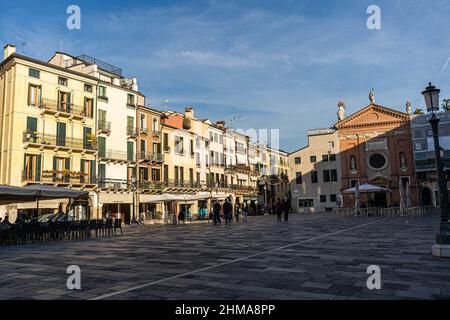 8 February 2022. Piazza dei signori and Torre dell'Orologio clock tower ...