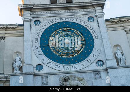 8 February 2022. Piazza dei signori and Torre dell'Orologio clock tower ...