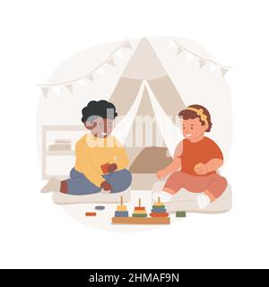 Interacting with other children isolated cartoon vector illustration ...