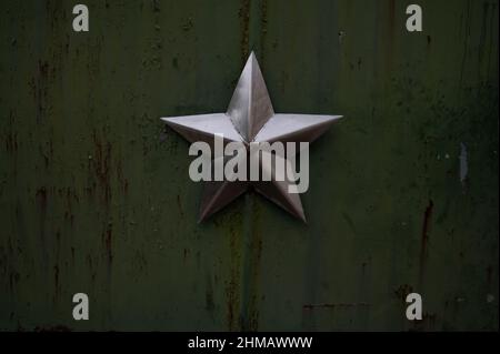 Ukraine, Pripyat, Chernobyl. Gate with soviet star Stock Photo - Alamy