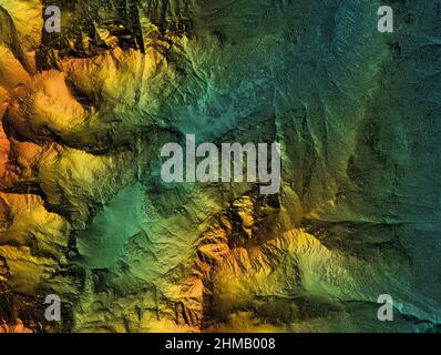 Elevation model of mountain terrain. GIS 3D product made after ...