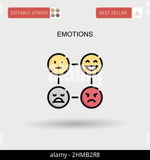 Vector illustration of emotions and female icon. Set of emotions and ...