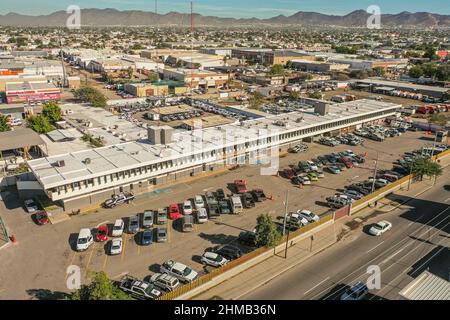 Police headquarters building in Hermosillo north zone, patrol yard and ...