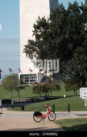 Base of the Washington Monument with Flags Stock Photo - Alamy