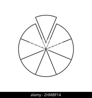 Circle segmented into 3 equal parts. Pie or pizza shape cut in three slices. Round statistics ...